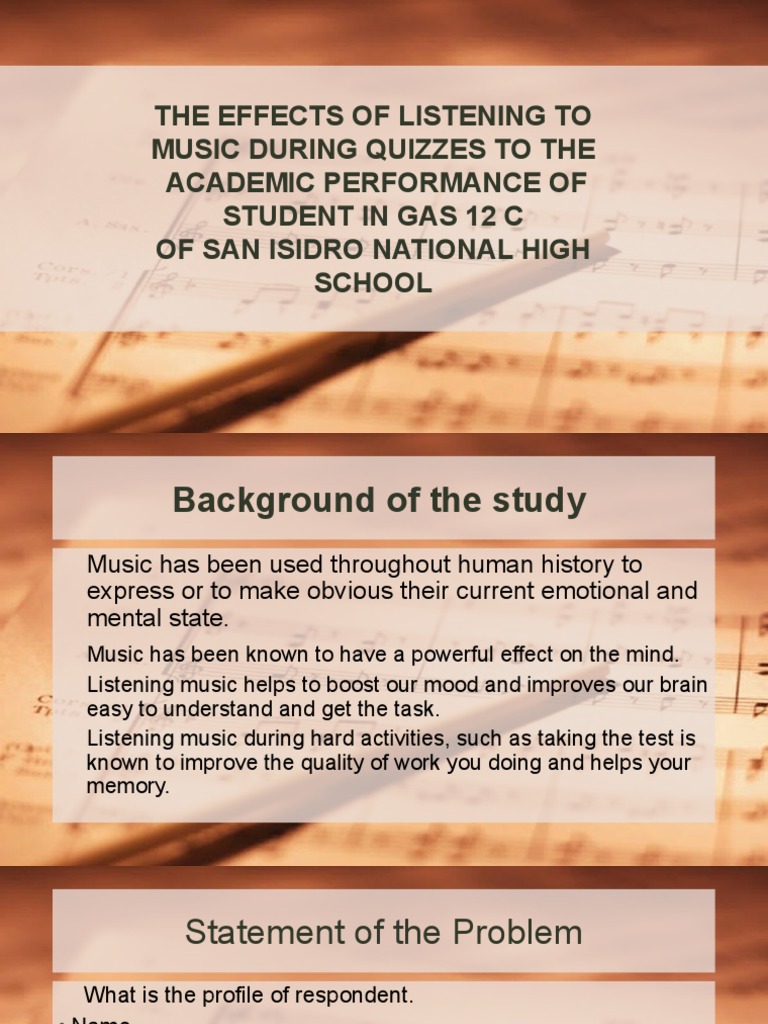 Music's Impact on Quiz Scores | PDF | Sampling (Statistics) | Statistics
