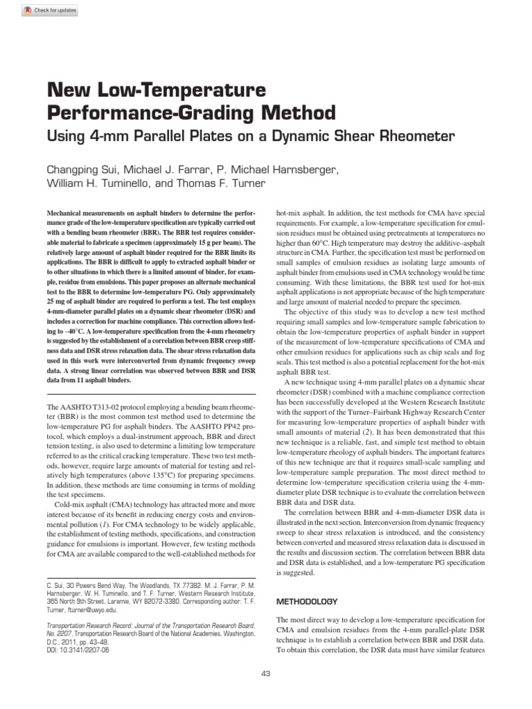New Low-Temperature Performance-Grading Method: Using 4-mm Parallel ...