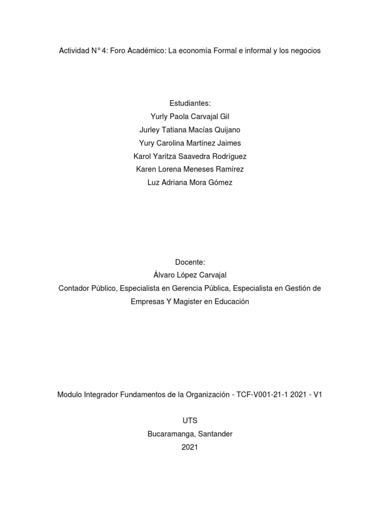 Economia Formal e Informal 1 | PDF | Desempleo | Ciencias sociales