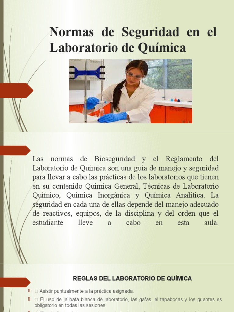 Normas De Seguridad En El Laboratorio De Química Medidas De Seguridad