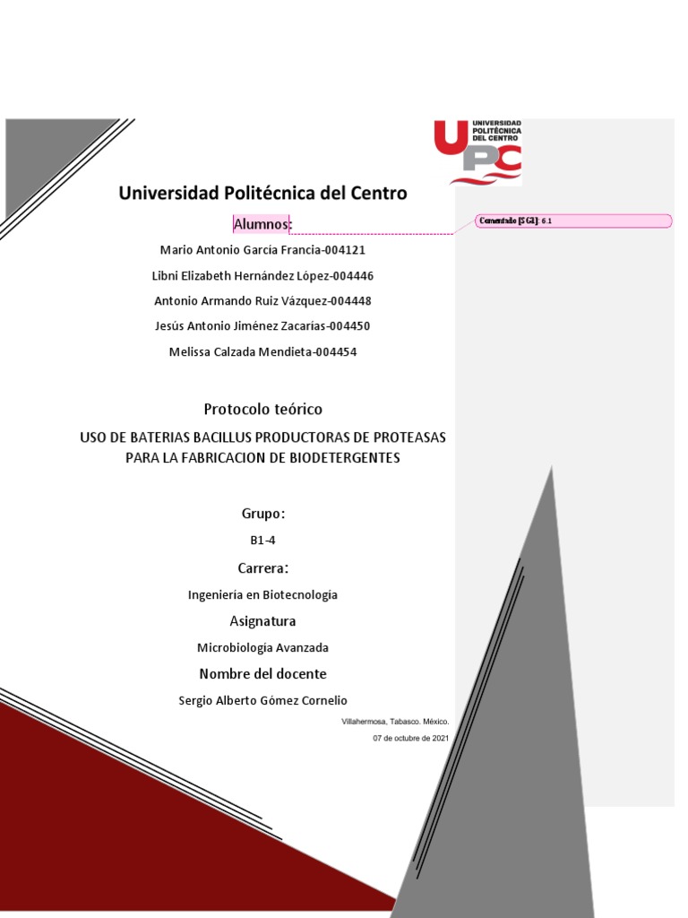 PRoteasas - proTOCOLO PROYECTO MICROBIOTECOLÓGICO - 004121, 004446, 004448, 004450 y 004454 ...