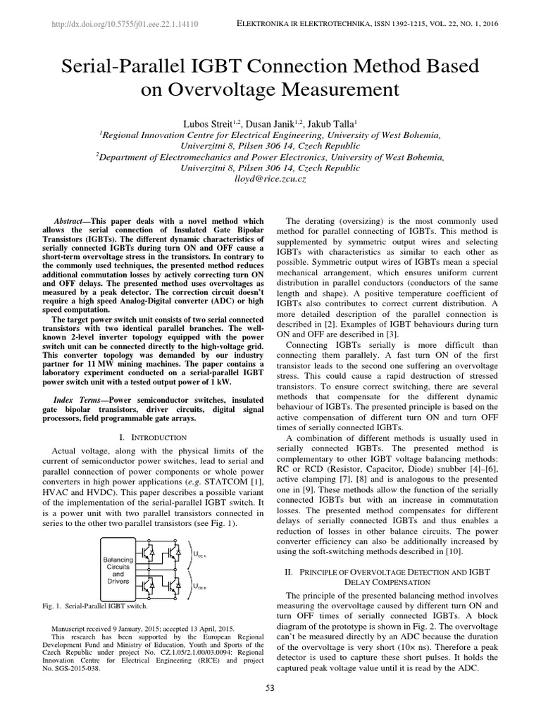 Serial-Parallel IGBT Connection Method Based On Overvoltage Measurement ...