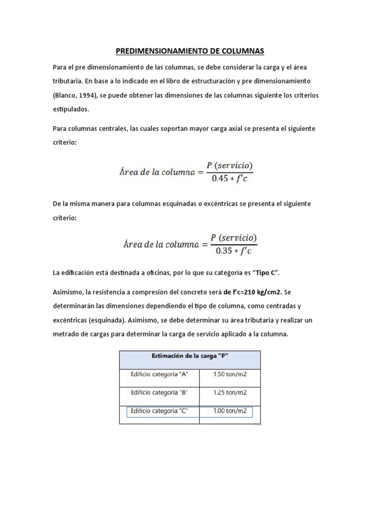 Predimensionamiento de Columnas | PDF