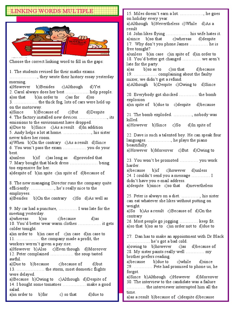 Linking Words Multiple Choice - 50139 | PDF