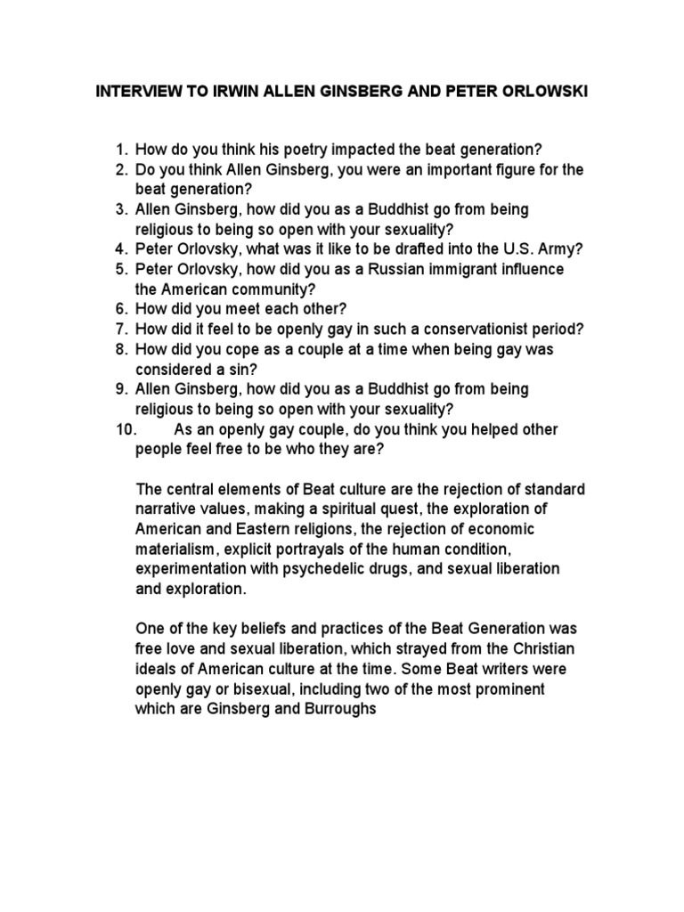 Interview To Irwin Allen Ginsberg and Peter Orlowski | PDF