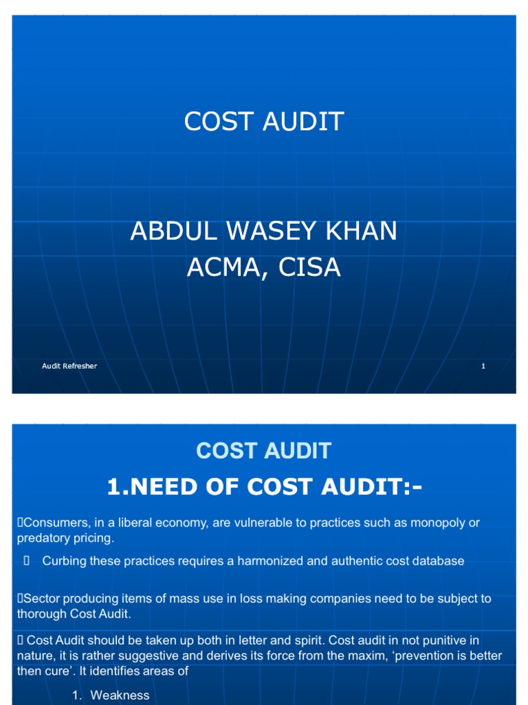 Cost Audit | PDF | Audit | Auditor's Report