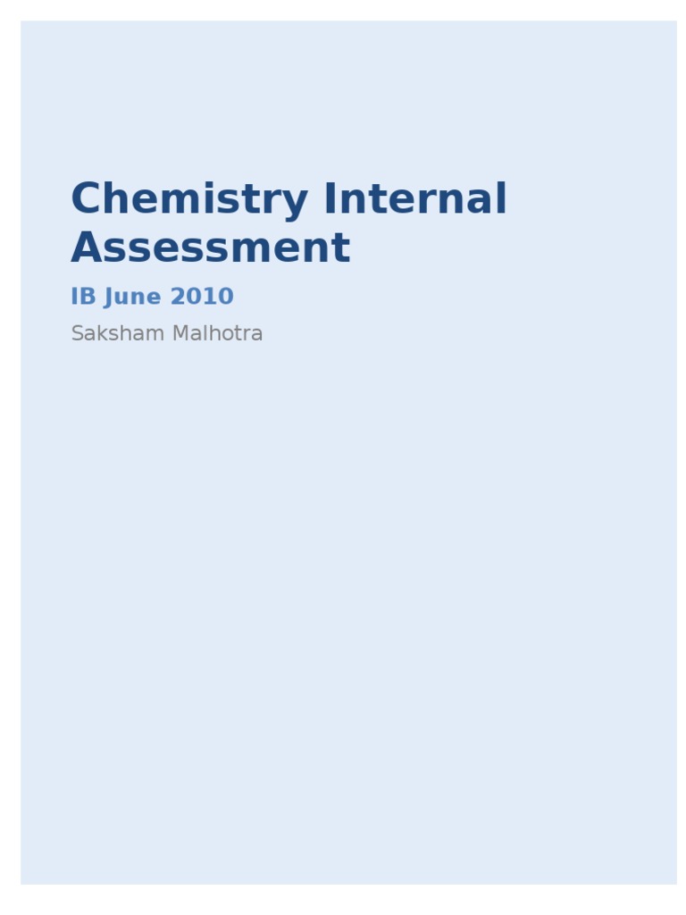 Chemistry Internal Assessment | PDF | Chemical Reactions | Catalysis