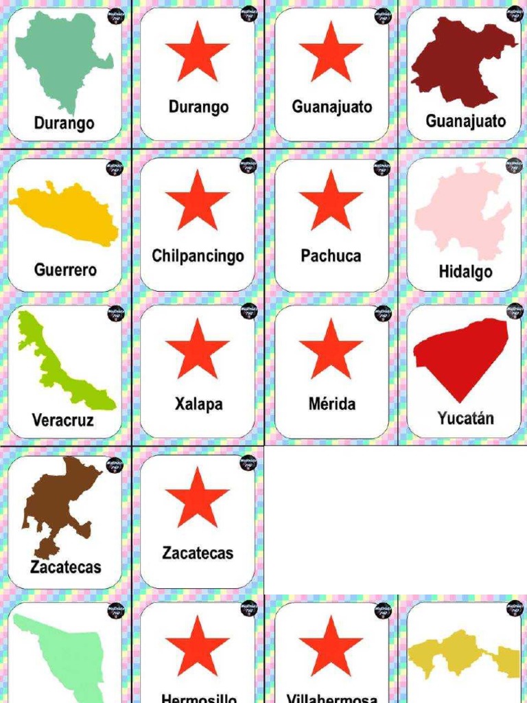 Memorama de Estados y Capitales de México | PDF