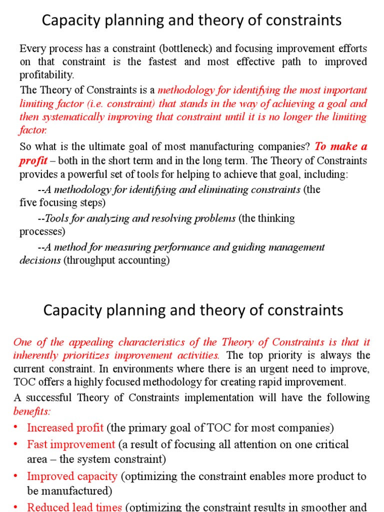 Capacity Planning and Theory of Constraints | PDF