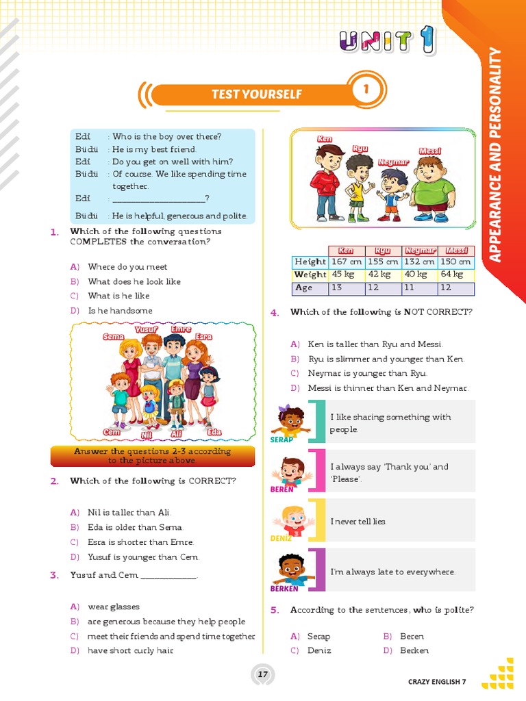 Appearance and Personality Test Yourself | PDF