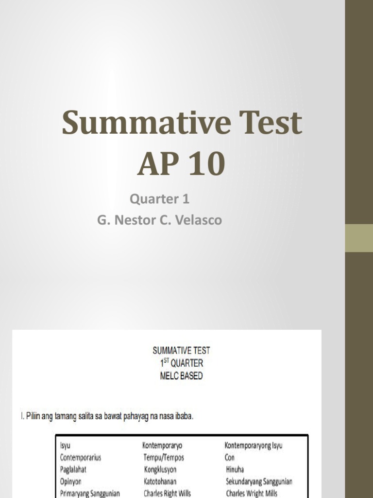 AP 10 Quarter 1 Summative Test | PDF