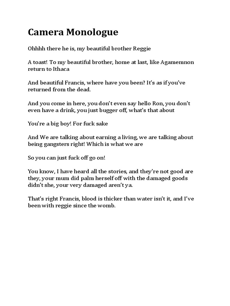 Camera Monologue | PDF