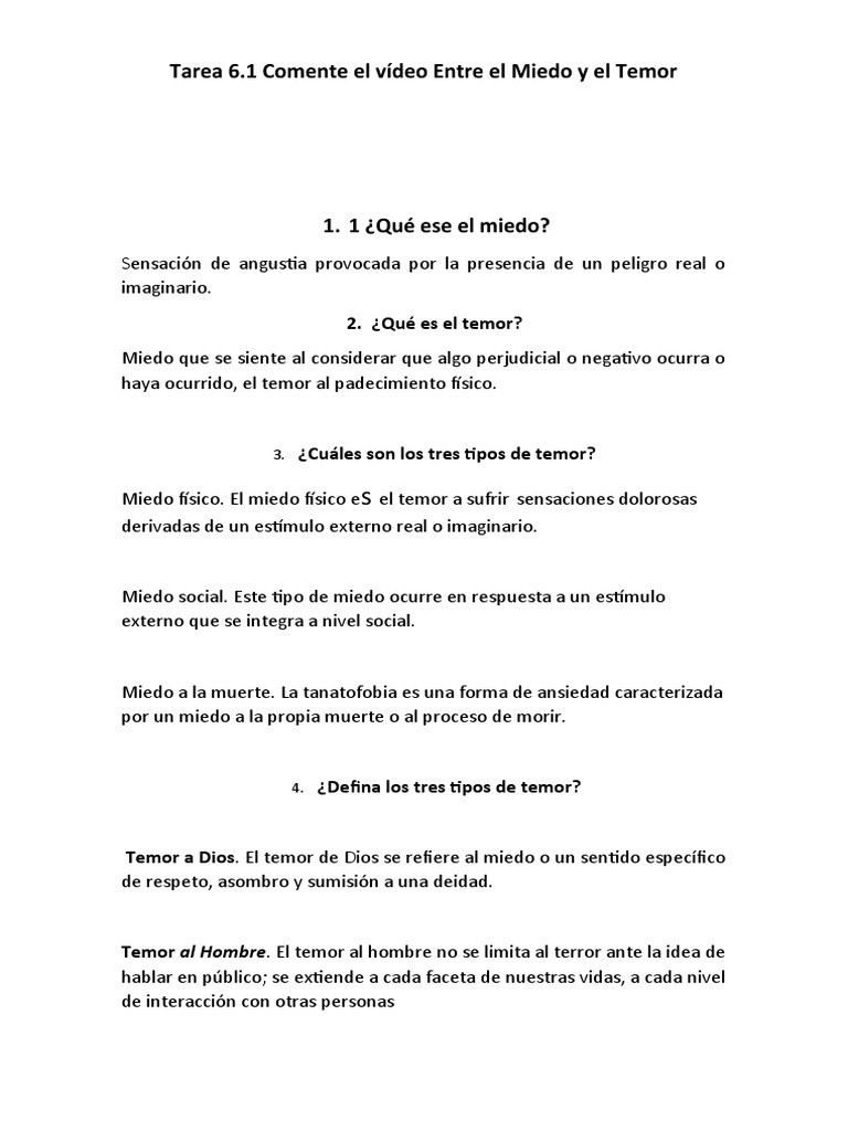 Miedo vs Temor: Diferencias Clave | PDF | Temor | Las emociones