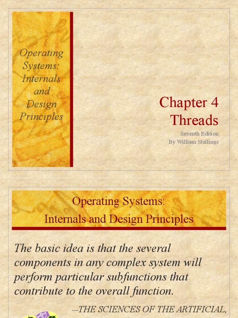 Operating Systems: Internals and Design Principles: Threads | PDF | Thread (Computing) | Process ...