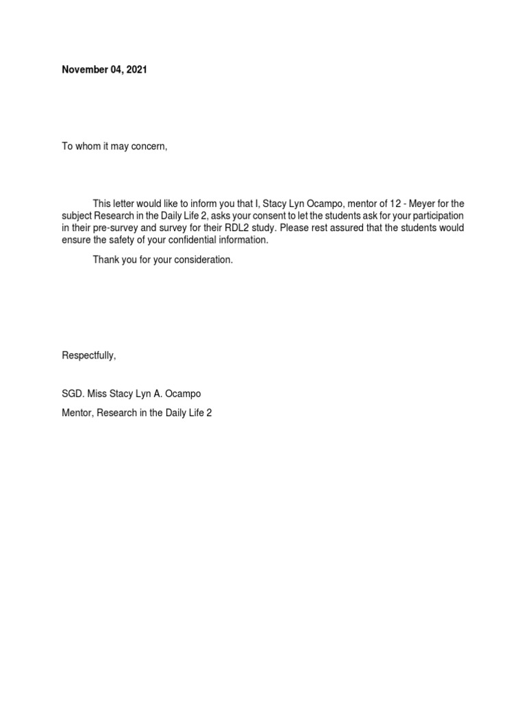 Letter of Consent | PDF