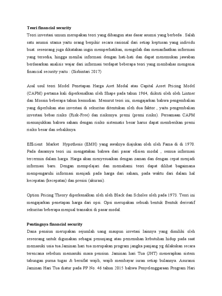 Teori Financial Security (SGD4) | PDF