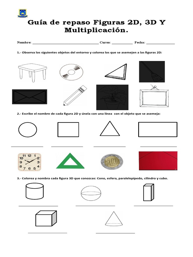 Guia Figuras 2D y 3D 2° Basico | PDF
