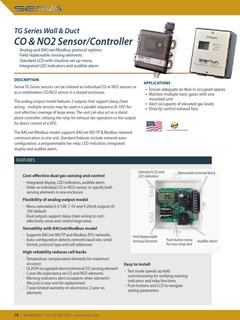 Senva TG CO-NO2 Sensor-Controller | PDF | Relay | Nitrogen Dioxide