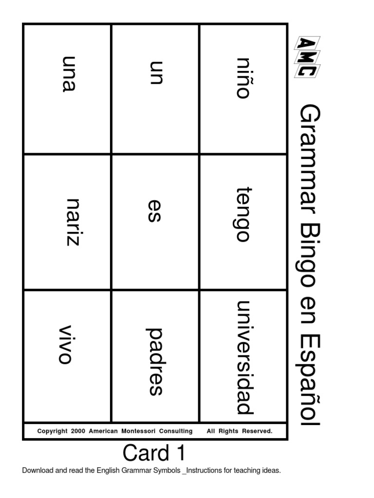 Bingo Gramatical | PDF