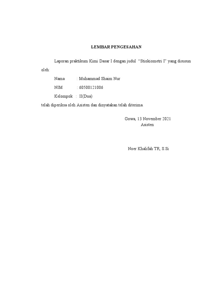 Stiokiometri I LPL | PDF