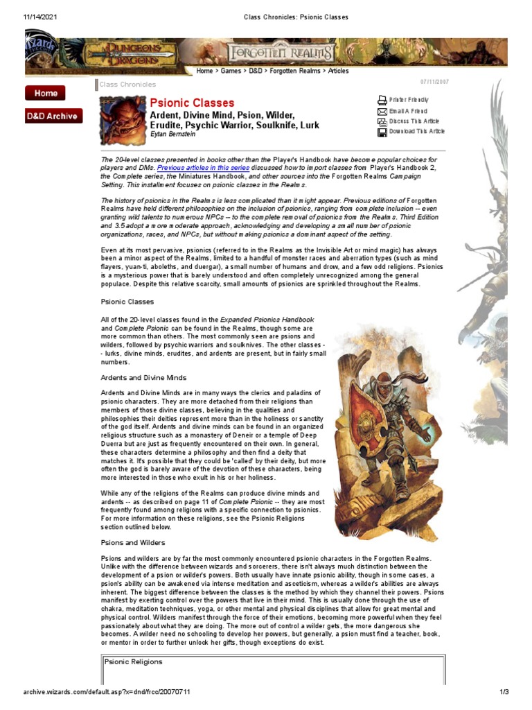 Class Chronicles - Psionic Classes | PDF | Dwarf (Dungeons & Dragons) | Dungeons & Dragons