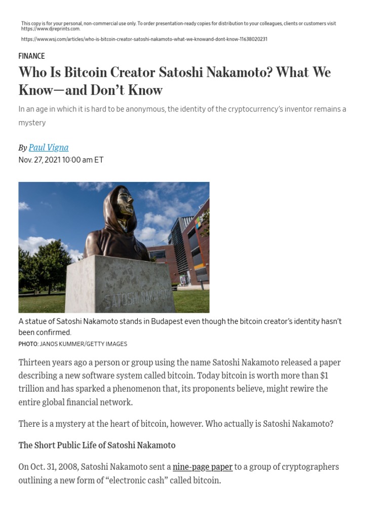 Who Is Bitcoin Creator Satoshi Nakamoto - What We Know-And Don't Know ...