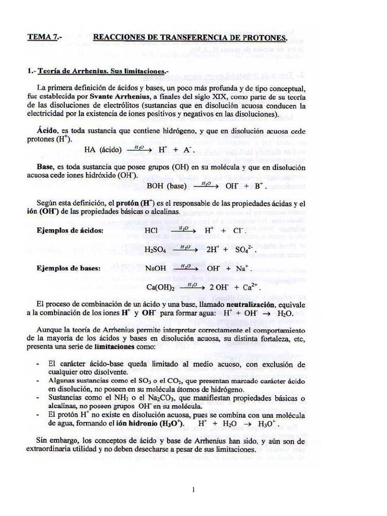 Tema 7 - Cido-Base | PDF | Ácido | Ph