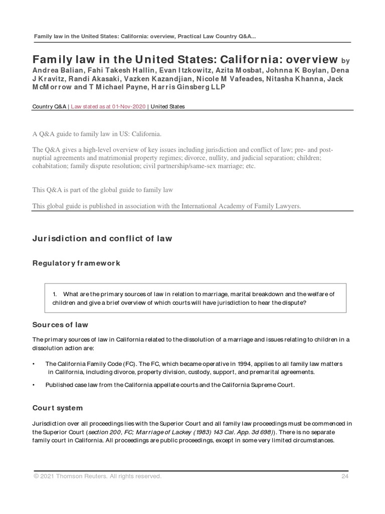 Family Law in The USA - California Overview - 5 | PDF | Child Support ...