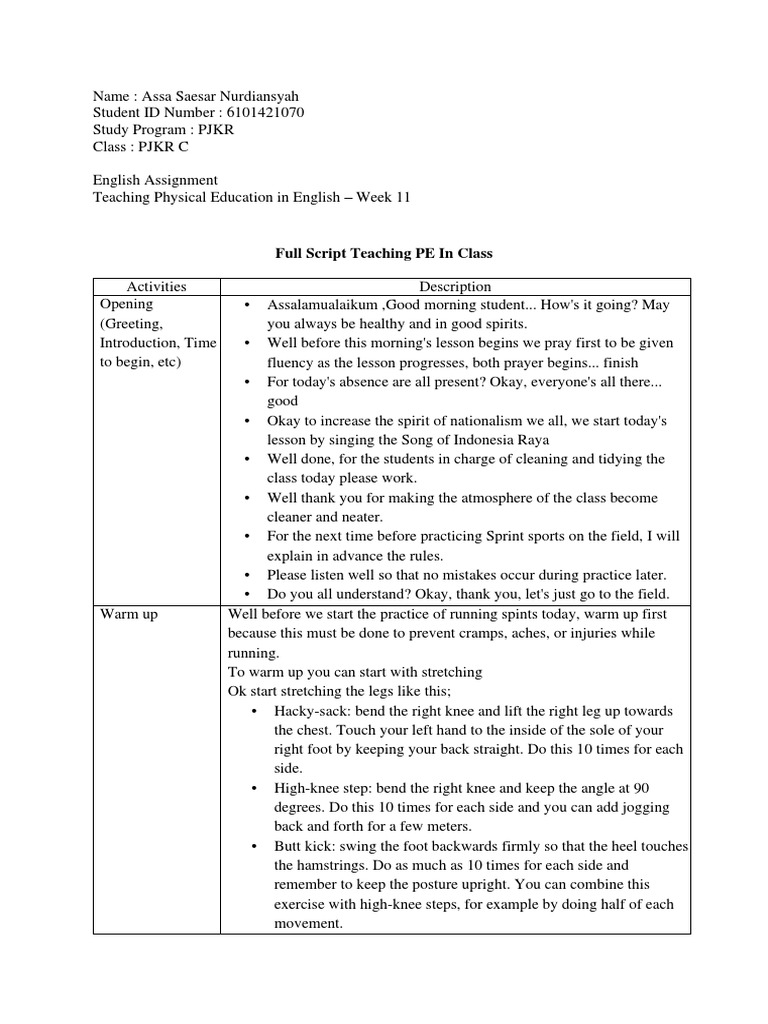 Teaching Sprint Techniques in PE Class | PDF | Foot | Hand
