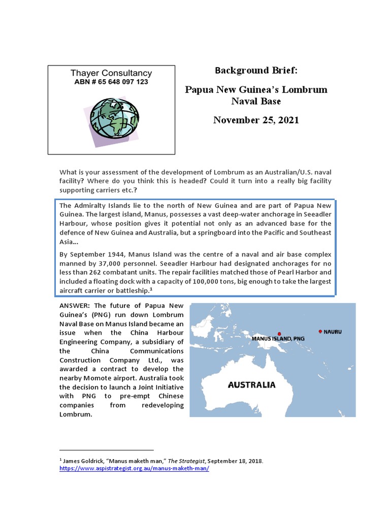 Thayer Papua New Guinea's Lombrum Naval Base | PDF | Papua New Guinea ...