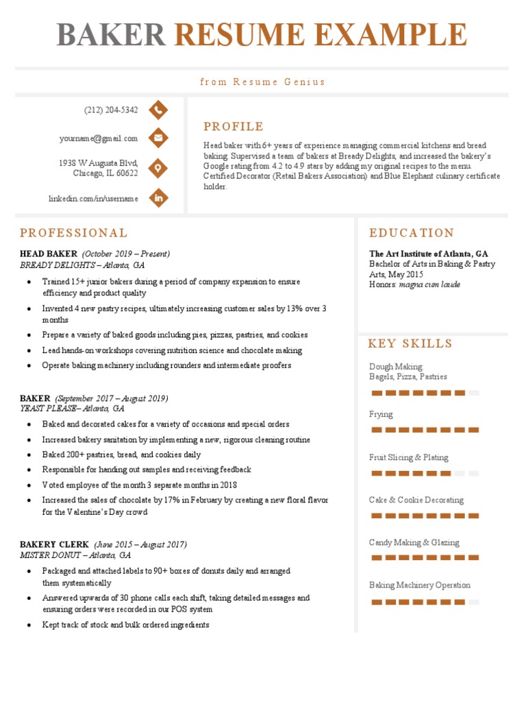 Baker: Resume Example | PDF | Breads | Baking