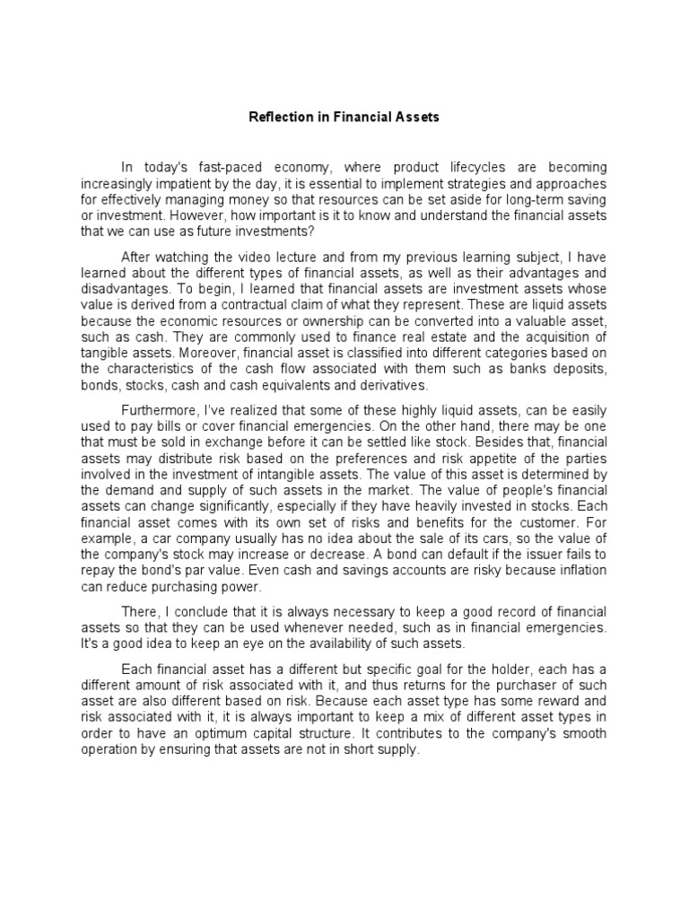Reflection in Financial Assets | PDF | Stocks | Investing