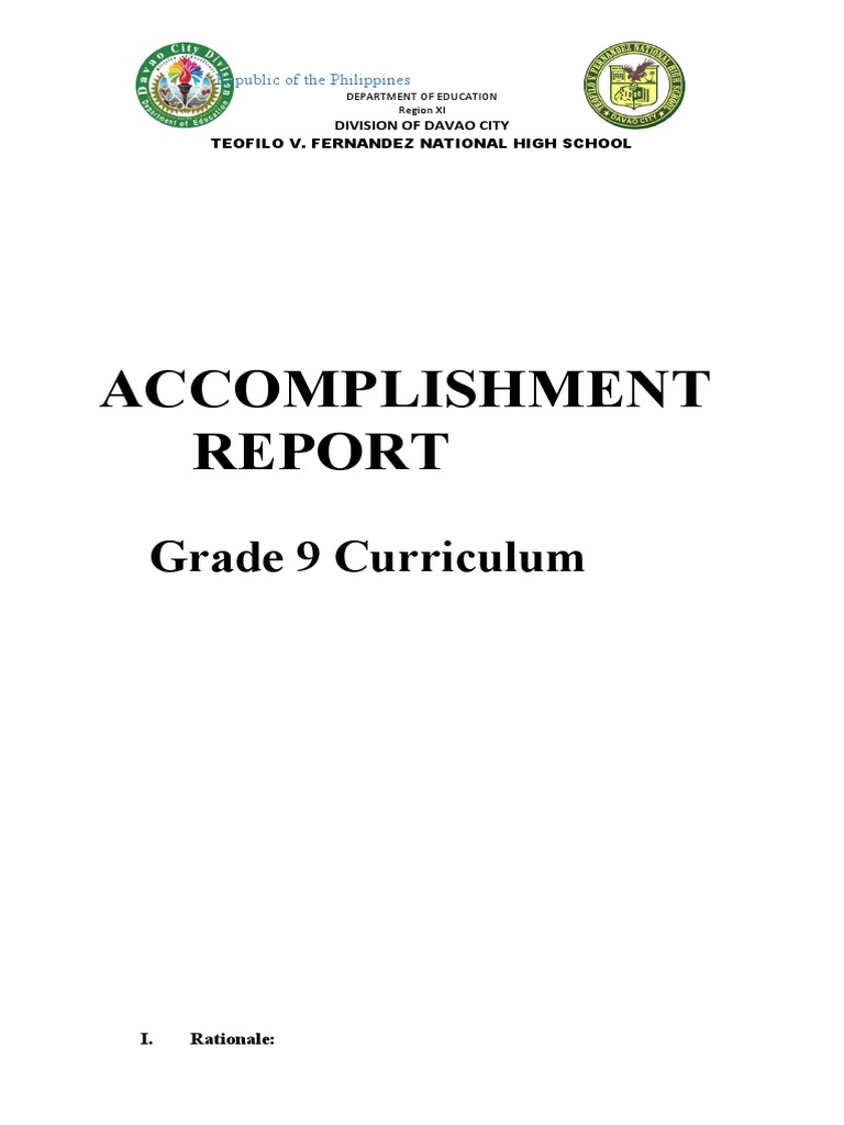 Grade 9 Accomplishment Report 2020 | PDF | Curriculum | Learning