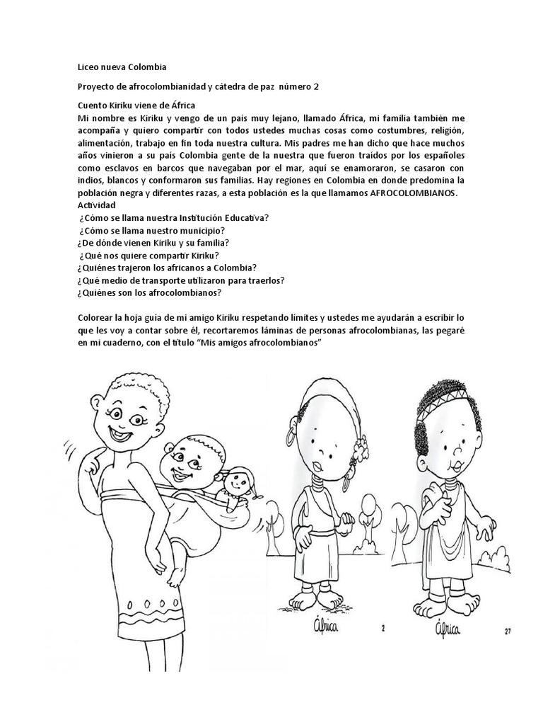 La cultura africana de Kiriku y los afrocolombianos | PDF