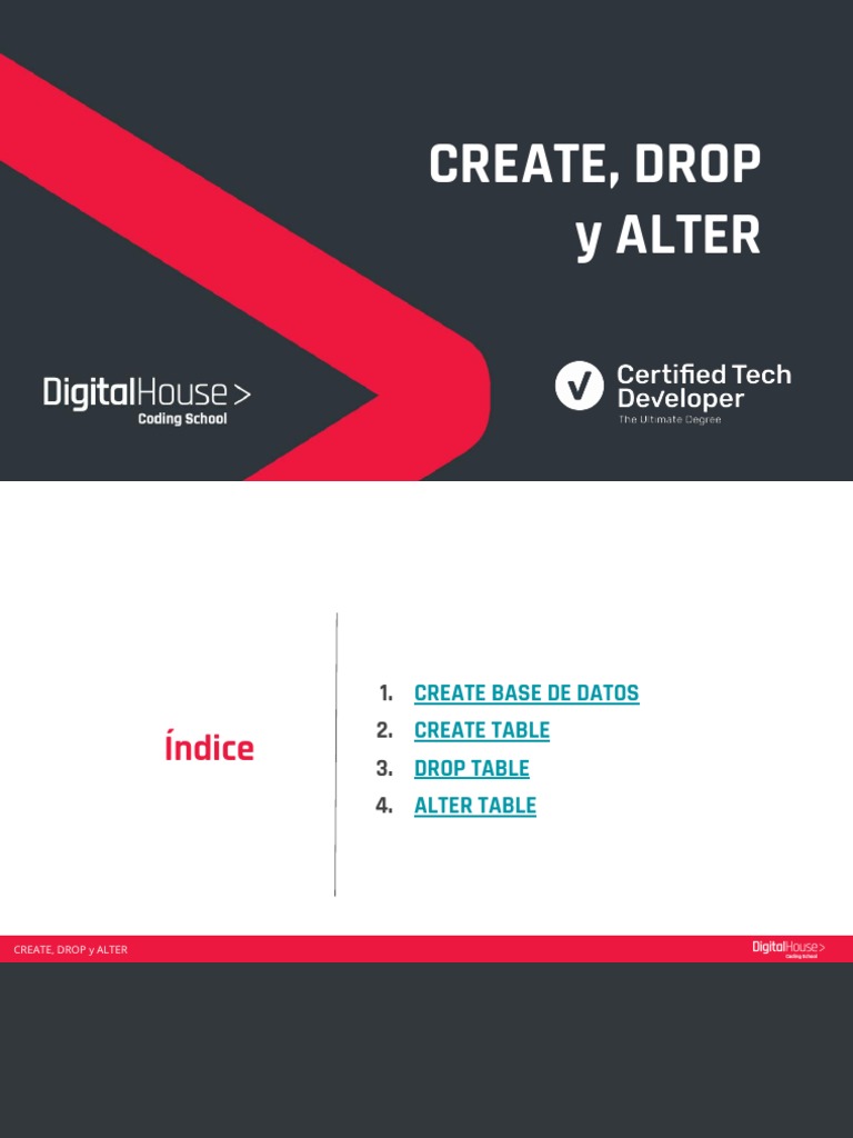 Create, Drop y Alter | PDF | SQL | Gestión de la información