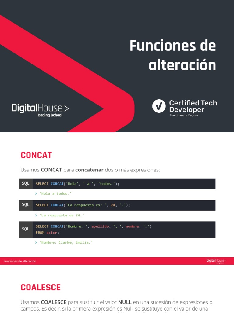 Funciones MySQL I | PDF | SQL | Gestión de datos