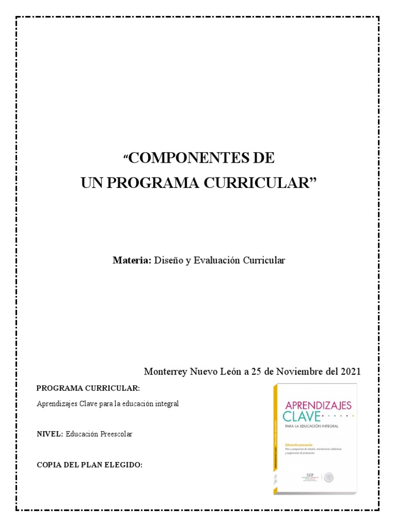 Componentes de Un Programa Curricular | PDF | Plan de estudios ...