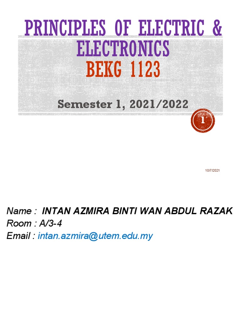 Chap1 - BEKG1123 Intan | PDF | Voltage | Electrical Network