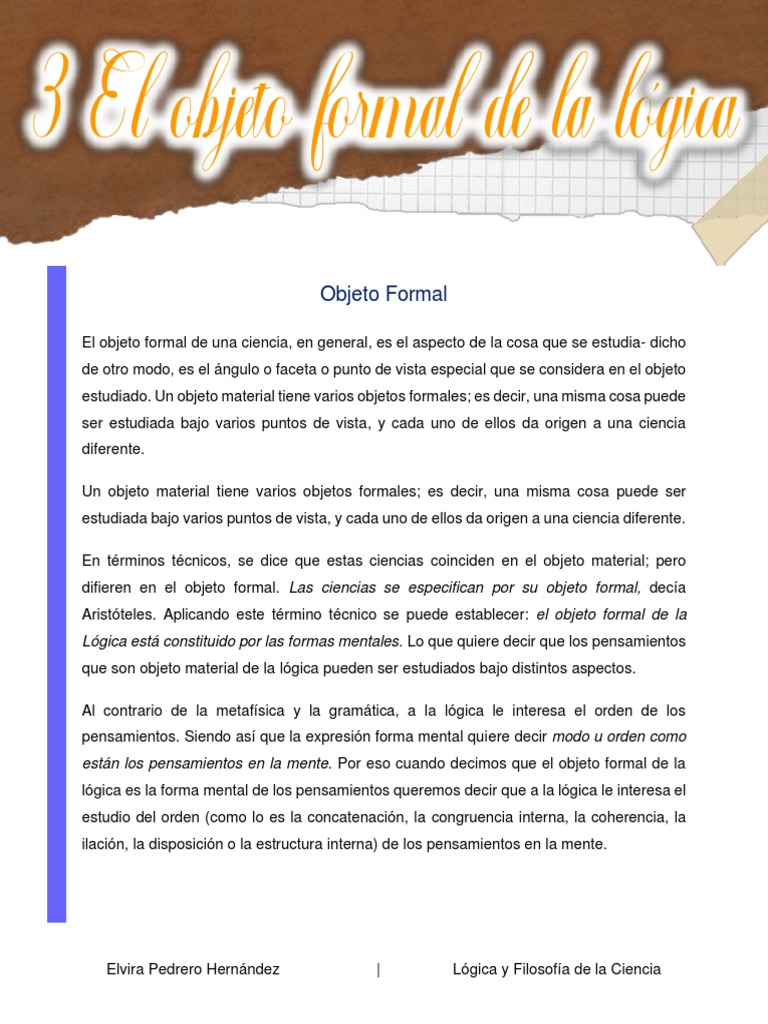 Objeto Formal de La Lógica | PDF | Filosofía | Relaciones personales ...