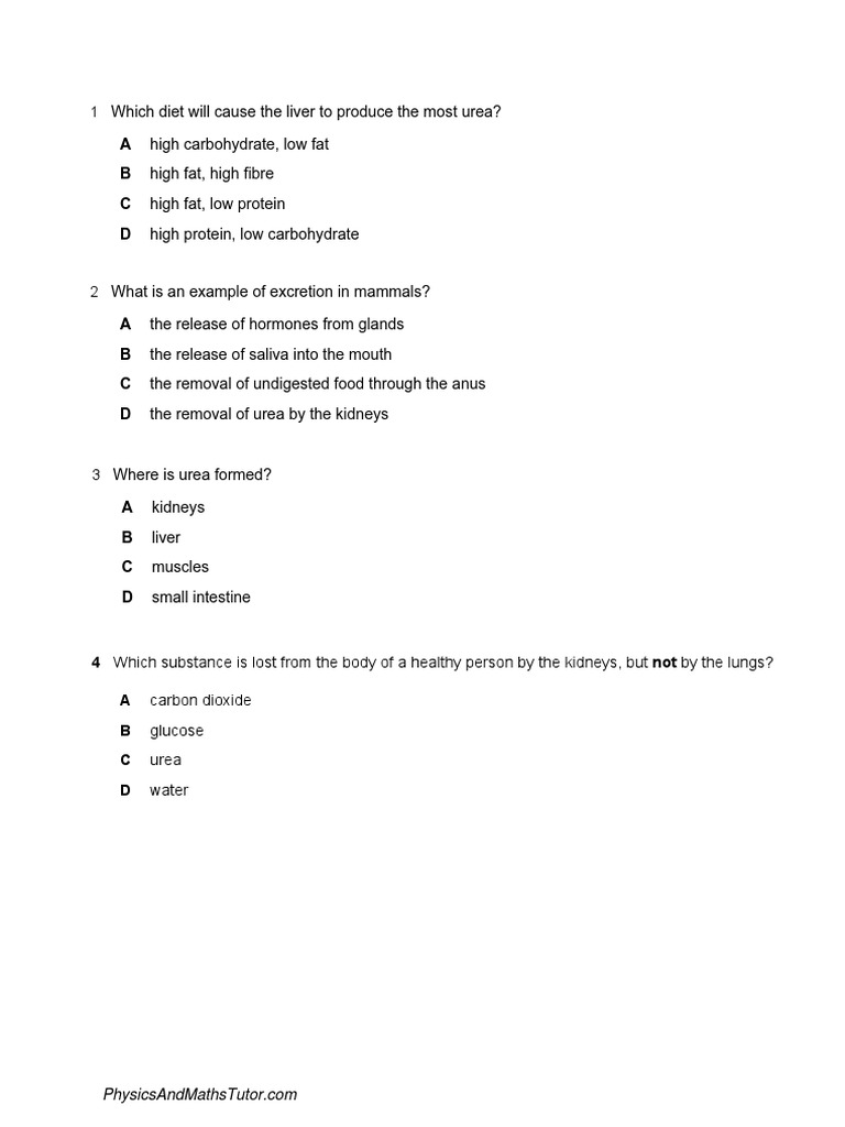 Human Excretory System Q&A Guide | PDF | Kidney | Urine