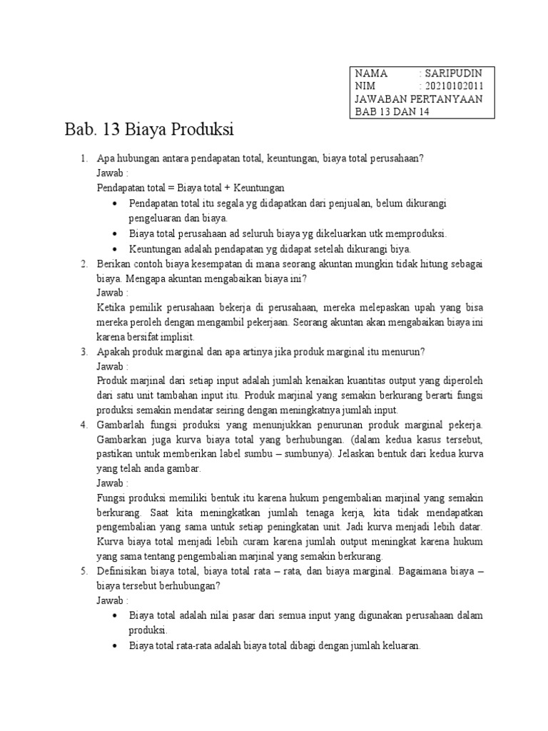 21M - Jawaban Bab 13 Dan 14 - Saripudin | PDF