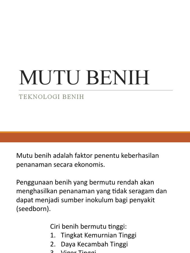 Mutu Benih & Produksi Benih | PDF