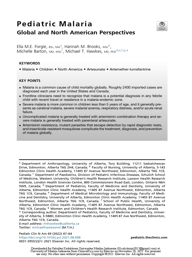 Pediatric Malaria | PDF | Malaria | Plasmodium
