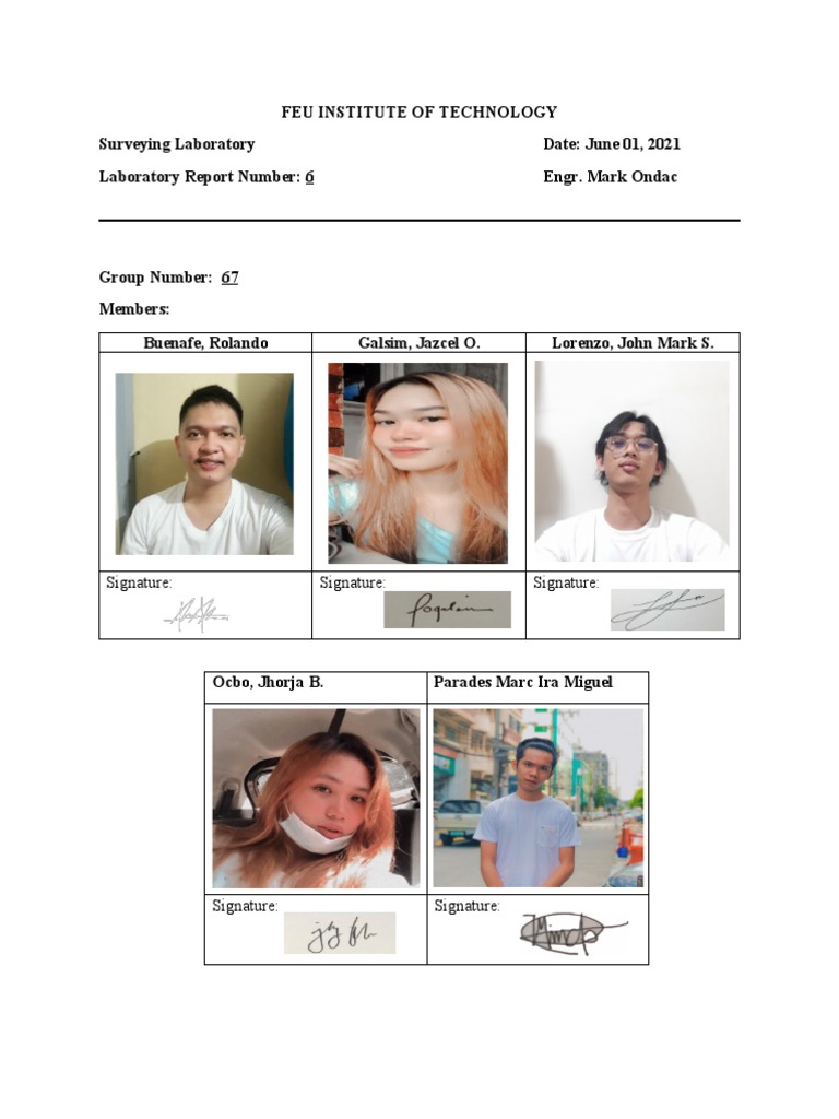 Feu Institute of Technology Surveying Laboratory Date: June 01, 2021 ...
