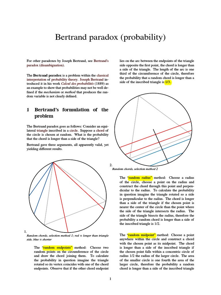 Understanding Bertrand's Paradox | PDF | Mathematics | Probability
