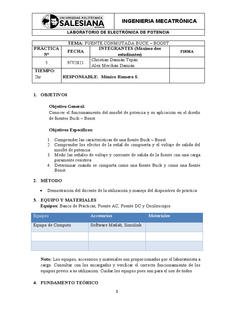 Laboratorio 5 - Fuente - Buck - Boost (Christian Damian, Alex Merchan ...