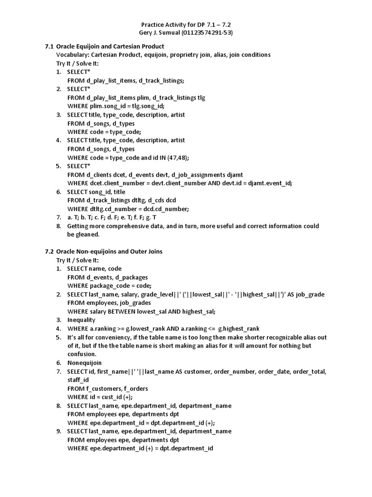 DP7 Practice Activities - Answers | PDF | Data Management | Computer ...