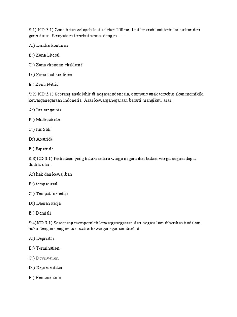 Soal Pas PKN Kelas 10 | PDF