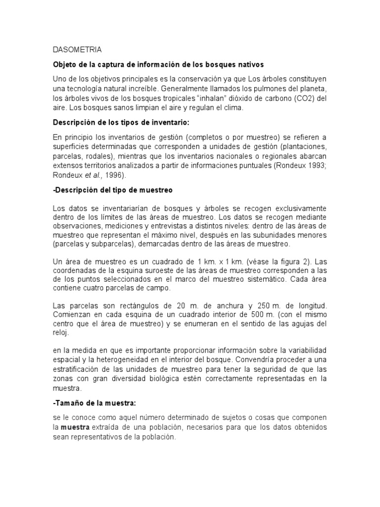 Dasometria 1 | PDF | Muestreo (Estadísticas) | Los bosques