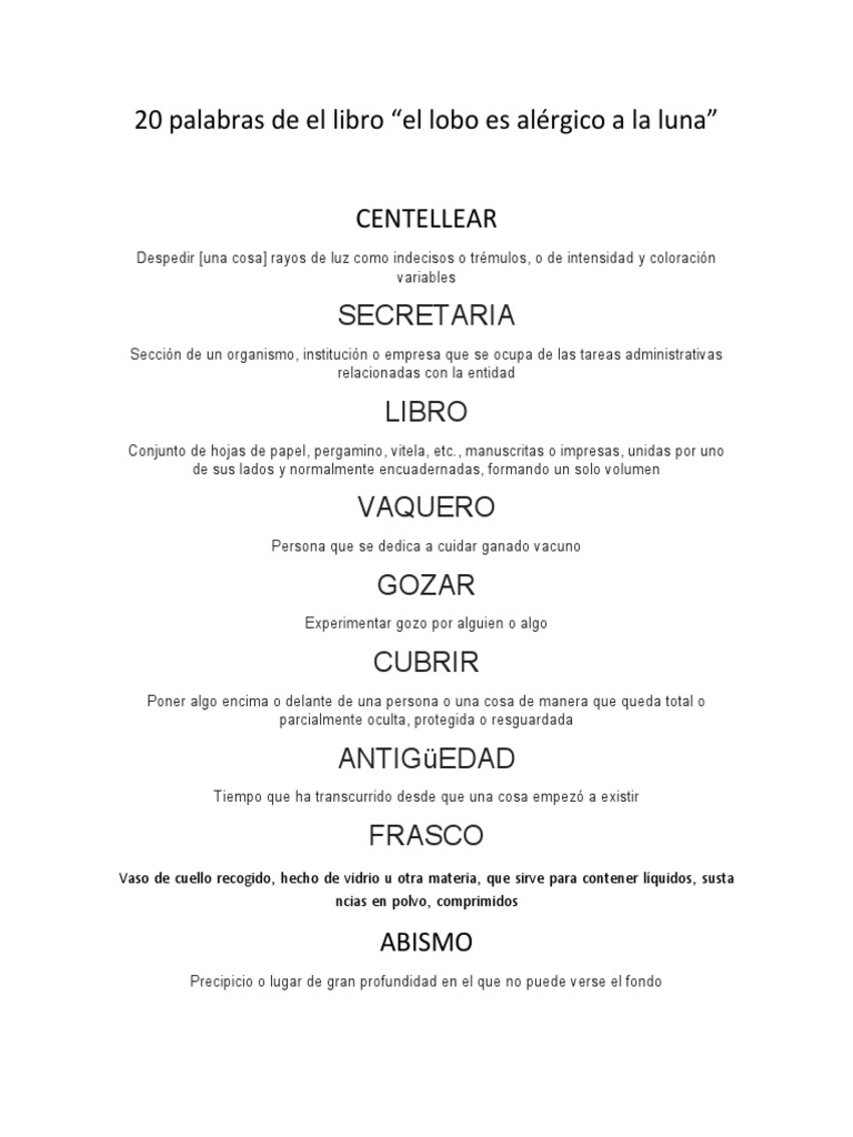 20 Palabras de El Libro | PDF
